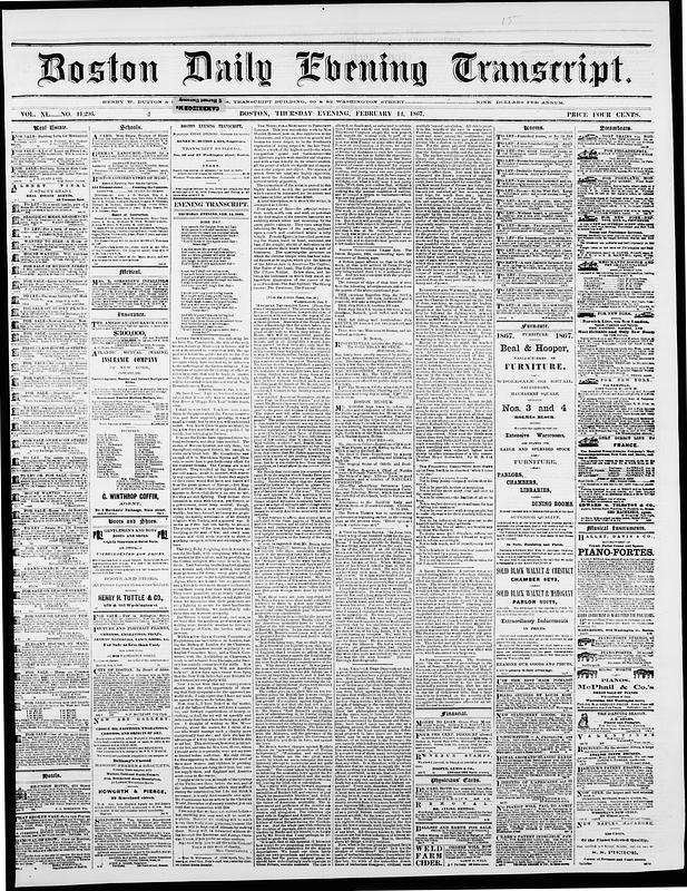Boston Daily Evening Transcript. February 14, 1867 - Digital Commonwealth