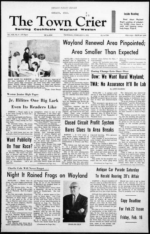 The Town Crier. February 08, 1962 - Digital Commonwealth