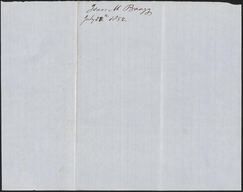 Isaac M. Bragg to Samuel Warner, 28 July 1852 - Digital Commonwealth