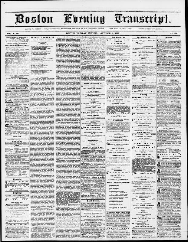 Boston Evening Transcript. October 07, 1856 - Digital Commonwealth