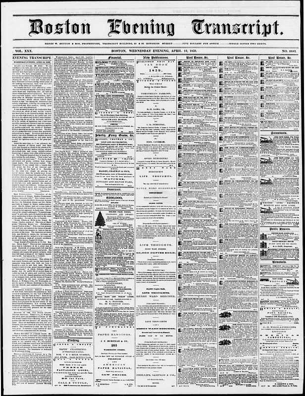 Boston Evening Transcript. April 13, 1859 - Digital Commonwealth
