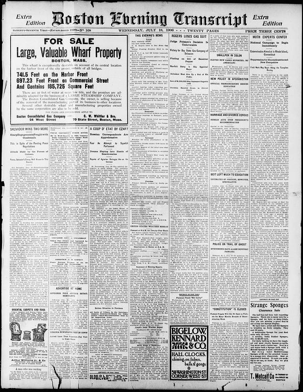Boston Evening Transcript. July 18, 1906 - Digital Commonwealth