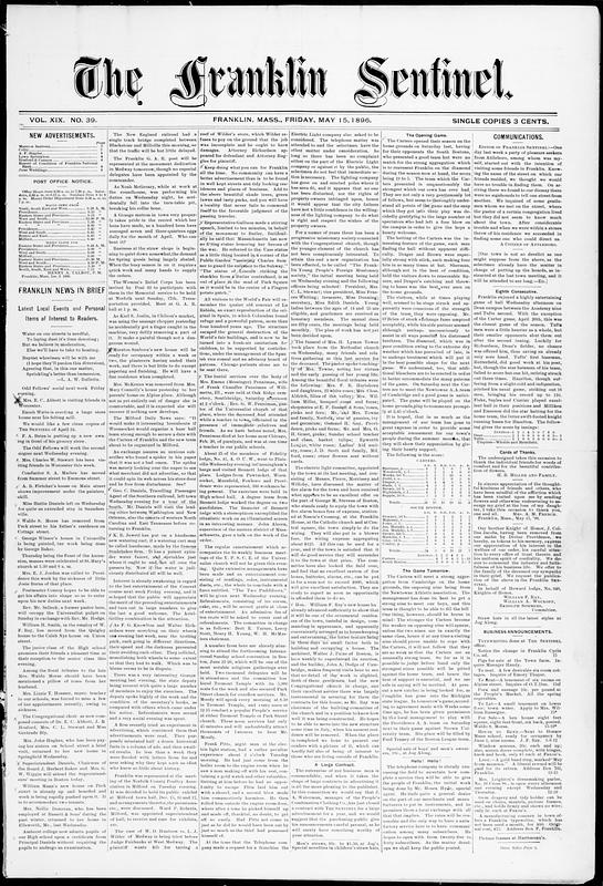 The Franklin Sentinel. May 15, 1896 - Digital Commonwealth