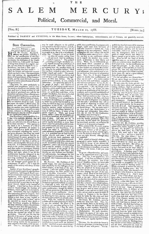 The Salem Mercury: Political, Commercial, and Moral. March 11, 1788 - Digital Commonwealth