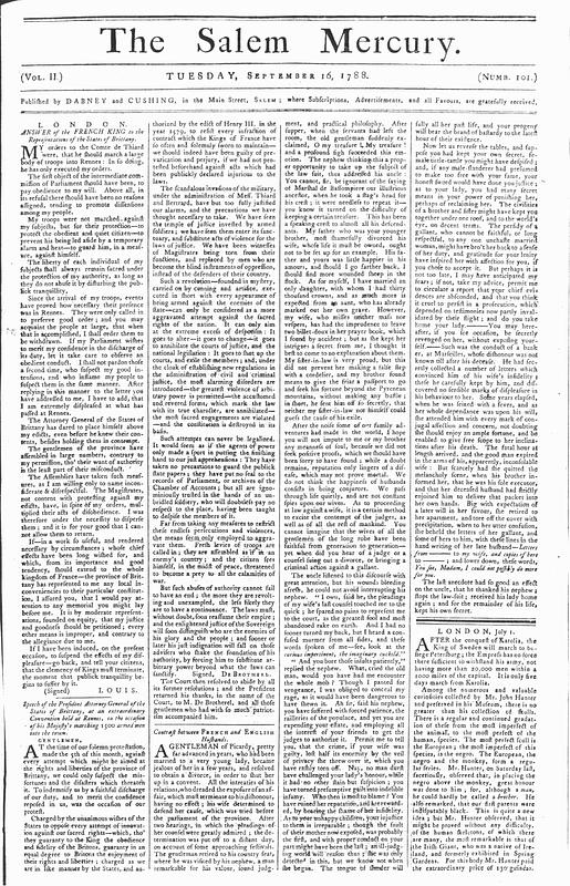 The Salem Mercury. September 16, 1788 - Digital Commonwealth