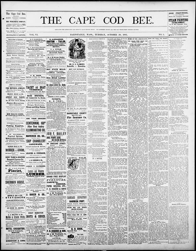 The Cape Cod Bee. October 20, 1885 - Digital Commonwealth