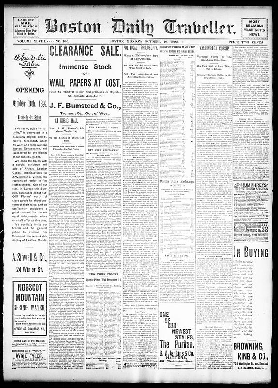 Boston Daily Traveller. October 10, 1892 - Digital Commonwealth