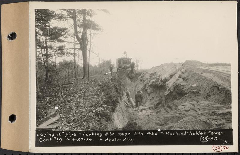 Contract No. 39, Trunk Line Sewer, Rutland, Holden, laying 16 in. pipe ...