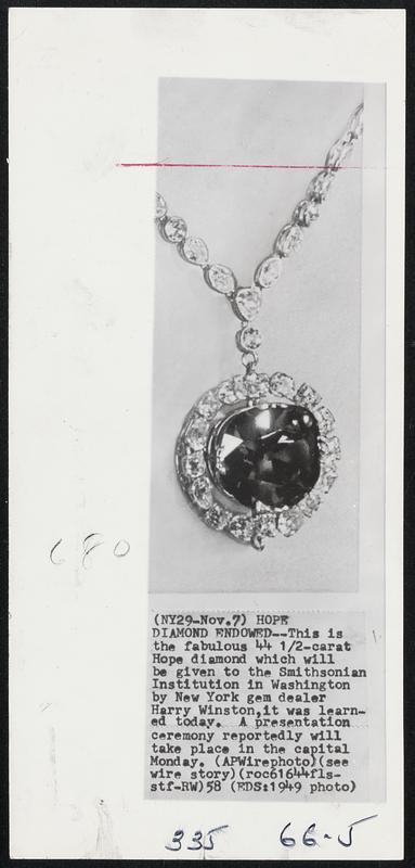 Hope Diamond Endowed--This is the fabulous 44 1/2-carat Hope diamond ...