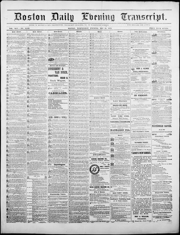 Boston Daily Evening Transcript. May 29, 1872 - Digital Commonwealth