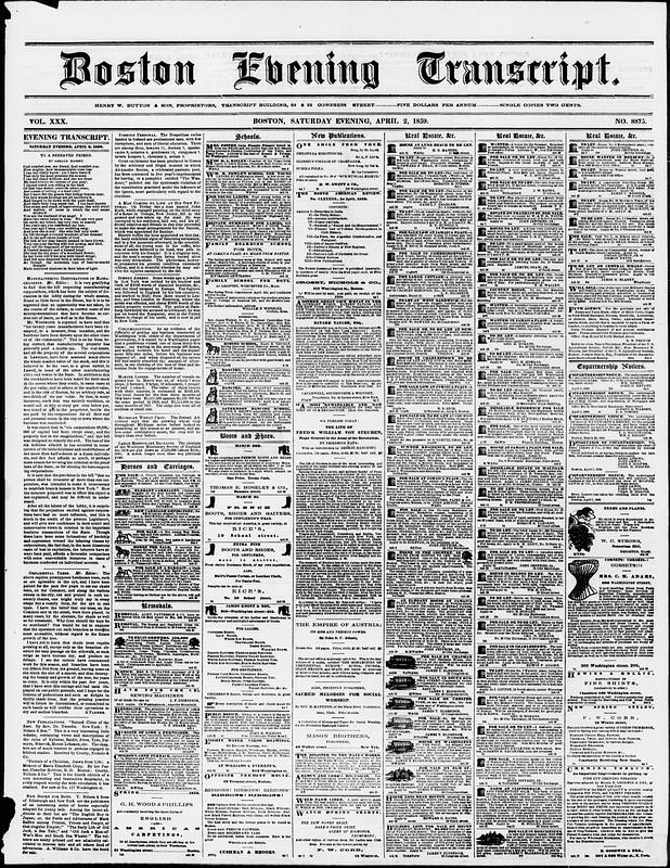 Boston Evening Transcript. April 02, 1859 - Digital Commonwealth