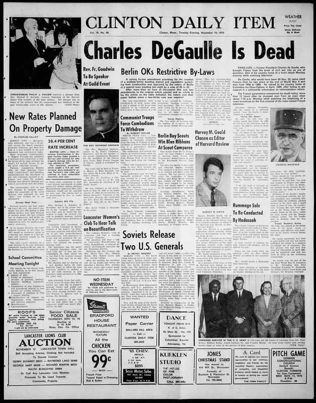 Clinton Daily Item. November 10, 1970 - Digital Commonwealth