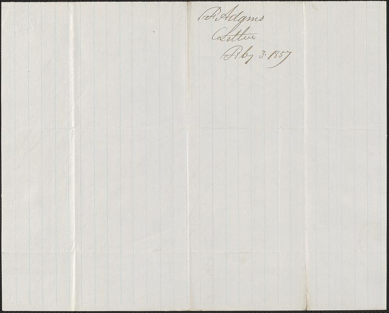 Franklin Adams to W. A. Harrington, 3 February 1857 - Digital Commonwealth