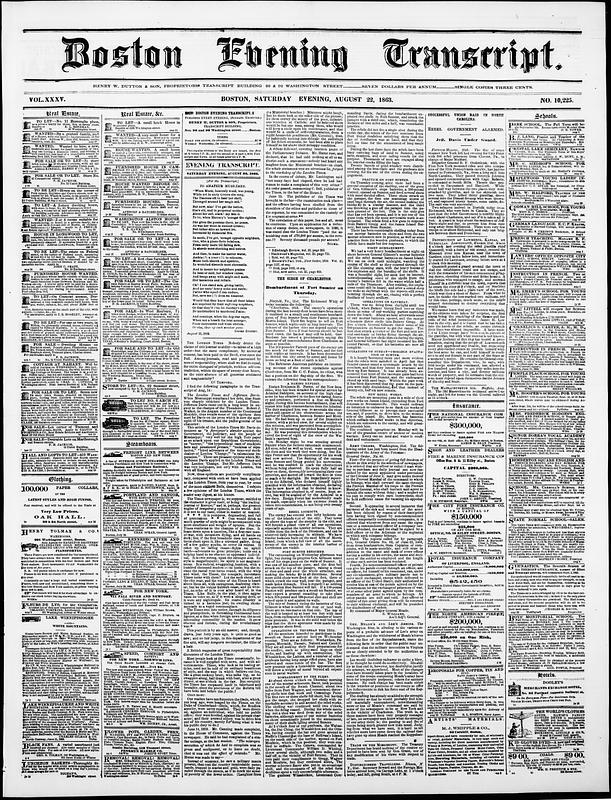 Boston Evening Transcript. August 22, 1863 - Digital Commonwealth