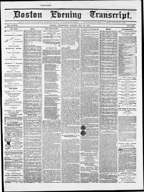 Boston Evening Transcript. May 30, 1866 - Digital Commonwealth