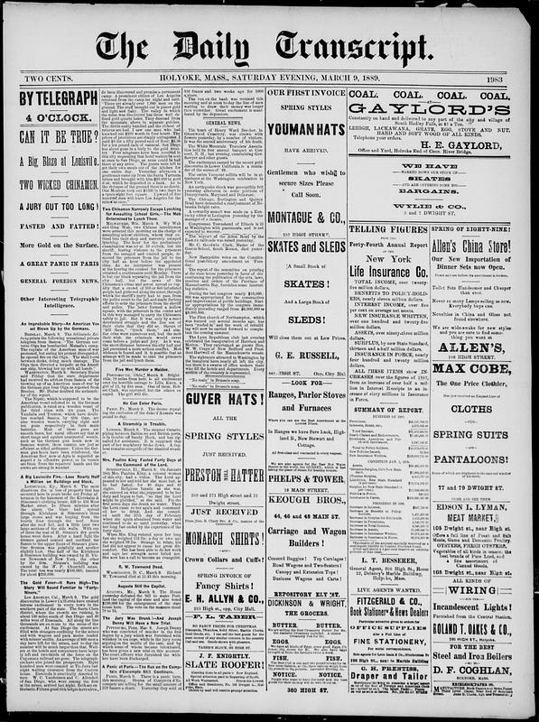 The Daily Transcript. March 09, 1889 - Digital Commonwealth