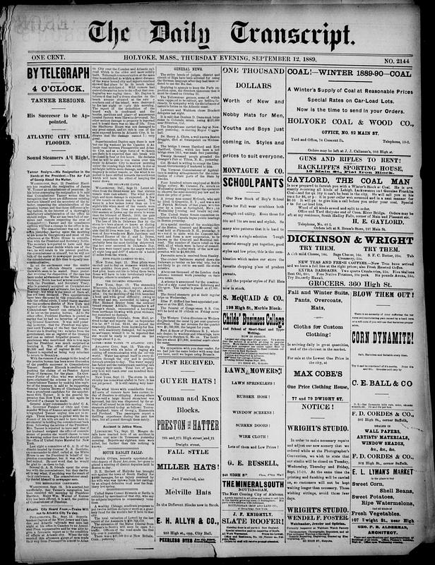 The Daily Transcript. September 12, 1889 - Digital Commonwealth