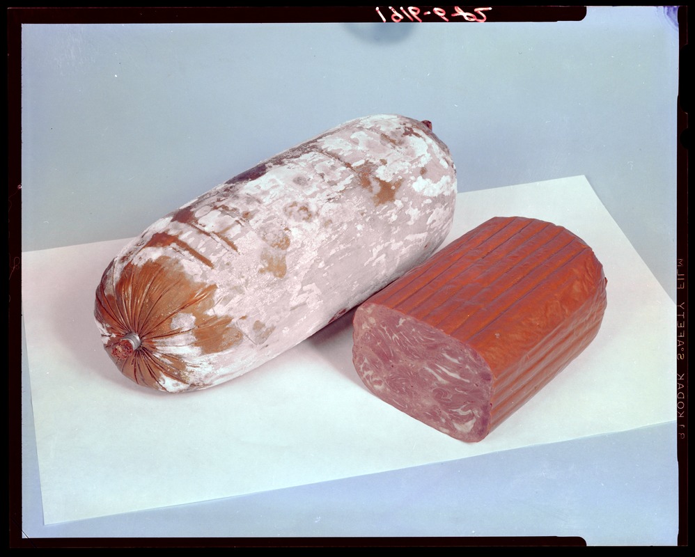 Food lab, frozen roast, beef log plus corn beef cut - Digital Commonwealth