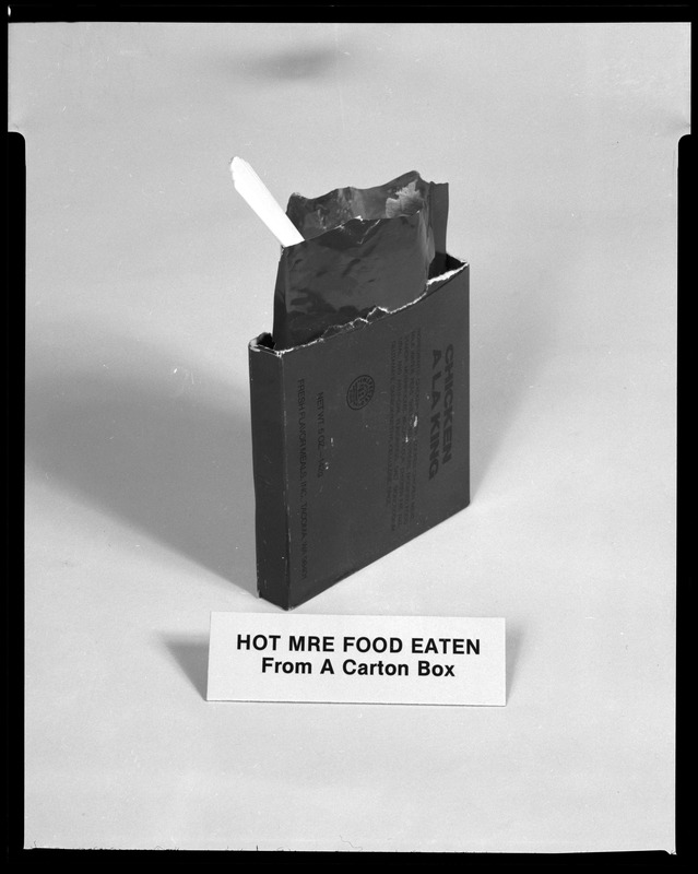 Hot MRE food eaten from a carton box - Digital Commonwealth