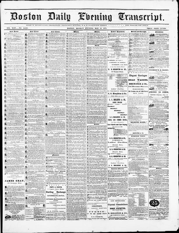 Boston Daily Evening Transcript. May 15, 1871 - Digital Commonwealth