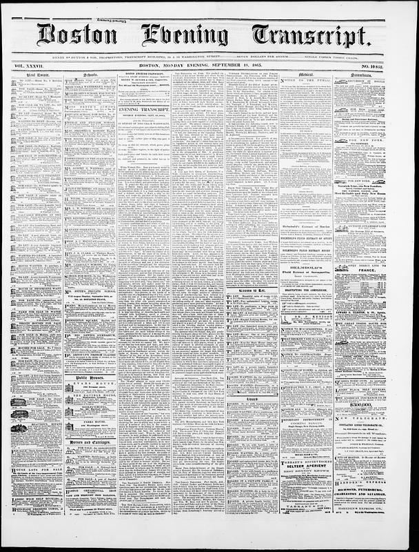 Boston Evening Transcript. September 18, 1865 - Digital Commonwealth