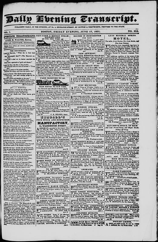 Daily Evening Transcript. June 17, 1831 - Digital Commonwealth