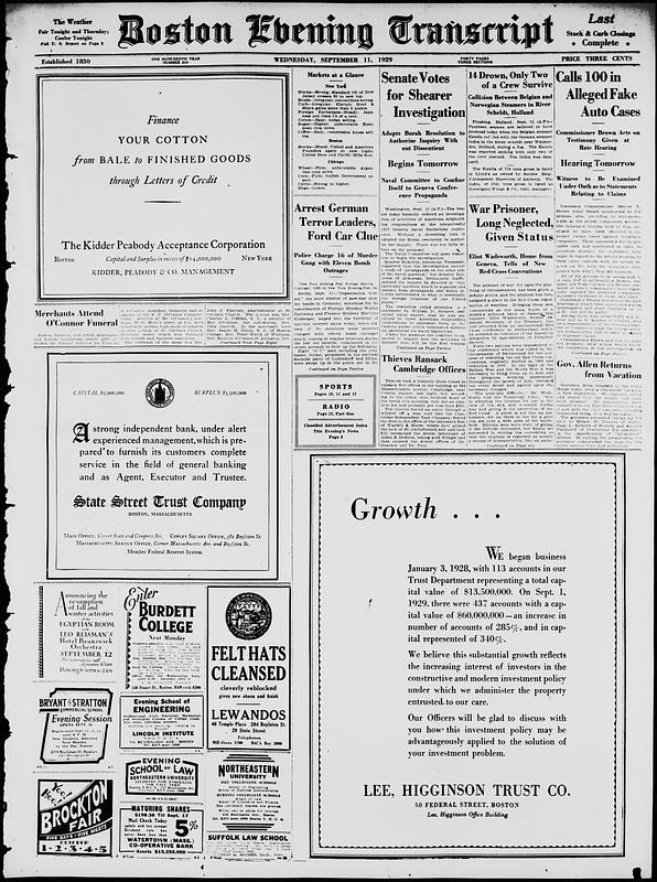 Boston Evening Transcript. September 11, 1929 - Digital Commonwealth
