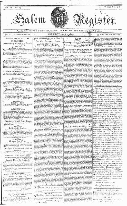 The Salem Register. April 04, 1805 - Digital Commonwealth