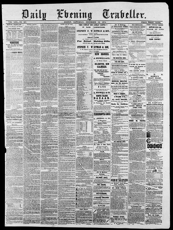 Daily Evening Traveller. December 12, 1874 - Digital Commonwealth
