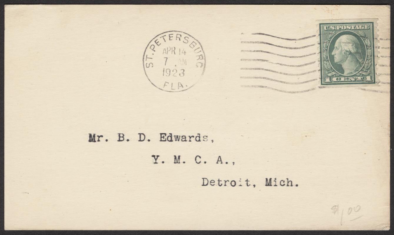 Mr. B. D. Edwards, Y.M.C.A., Detroit, Mich. - Digital Commonwealth