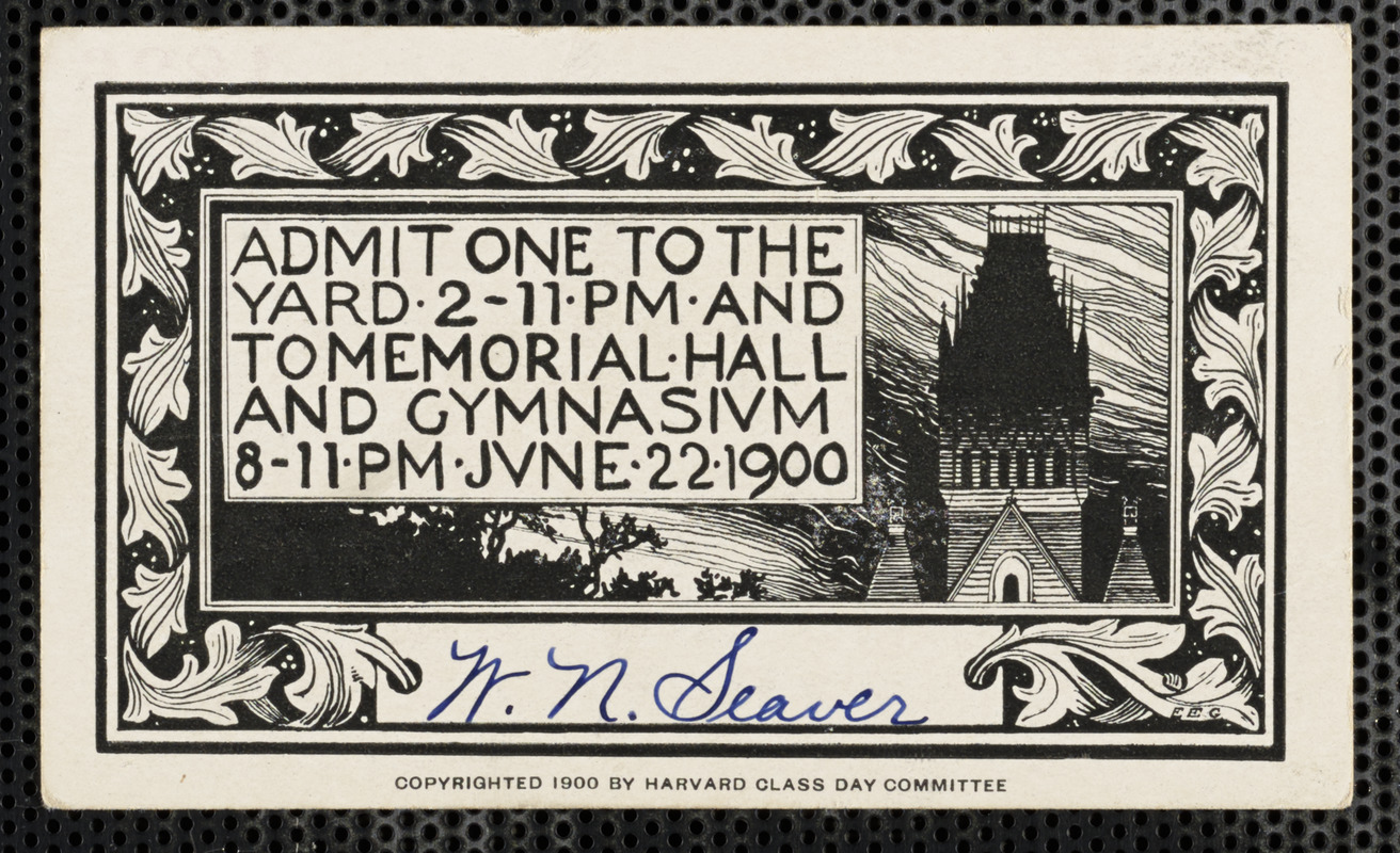 Harvard Class Day ticket for June 22, 1900 - Digital Commonwealth