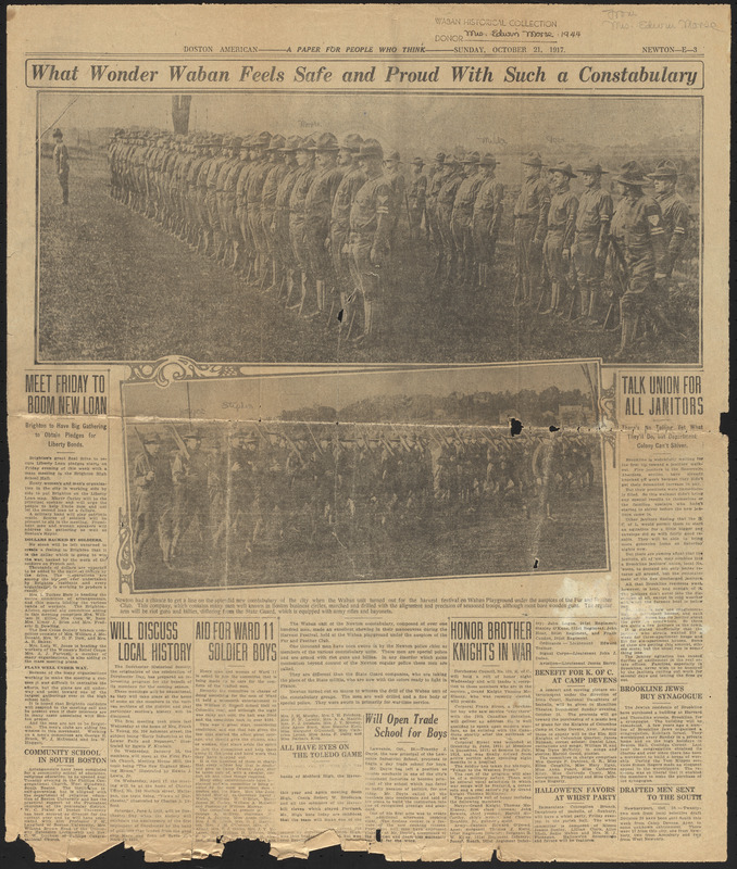 Illustrated newspaper article about the Waban Constabulary - Digital ...