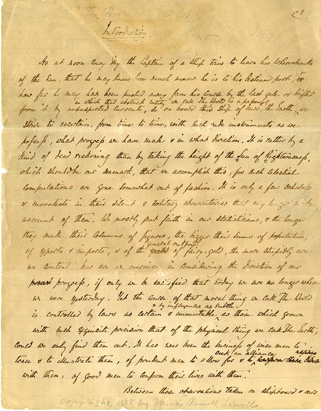 Handwritten manuscript of The Progress of the World, 1886 - Digital ...