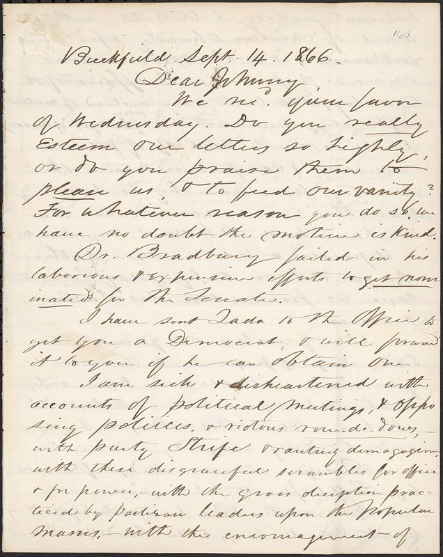 Letter from Zadoc Long to John D. Long, September 14, 1866 - Digital ...