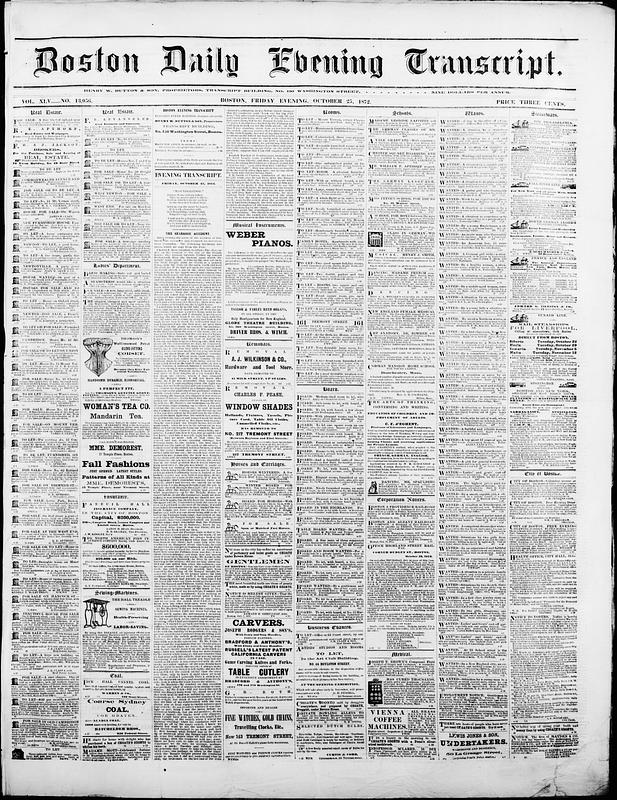 Boston Daily Evening Transcript. October 25, 1872 - Digital Commonwealth