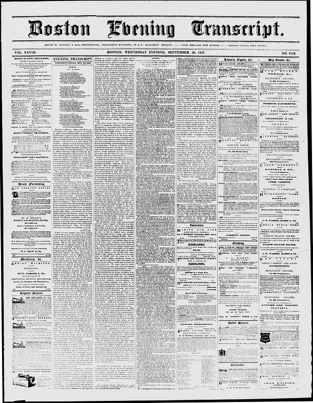 Boston Evening Transcript. September 30, 1857 - Digital Commonwealth