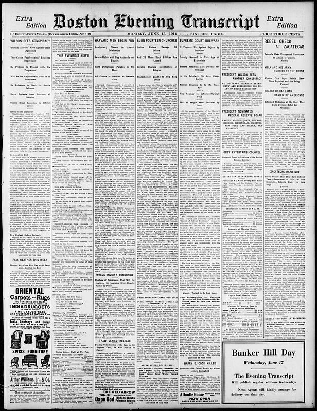 Boston Evening Transcript. June 15, 1914 - Digital Commonwealth