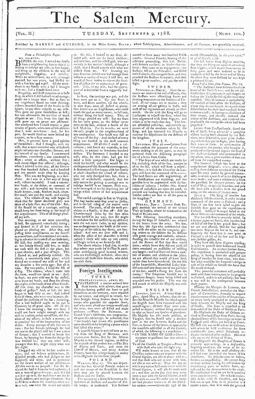 The Salem Mercury. September 09, 1788 - Digital Commonwealth