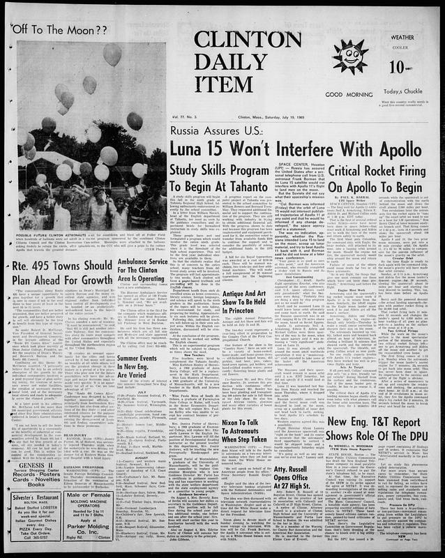 Clinton Daily Item. July 19, 1969 - Digital Commonwealth