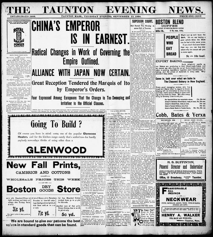 The Taunton Evening News. September 15, 1898 - Digital Commonwealth