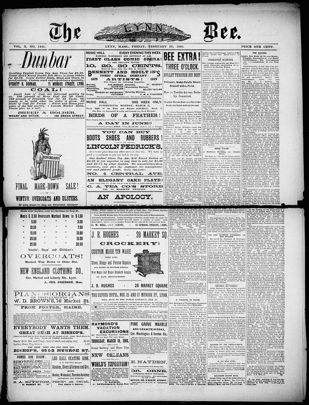 The Lynn Bee. February 27, 1885 - Digital Commonwealth