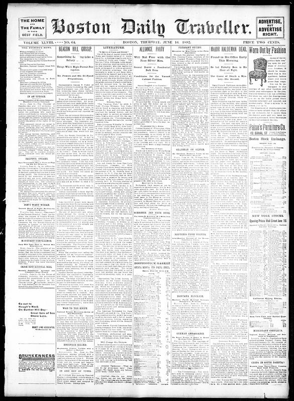Boston Daily Traveller. June 16, 1892 - Digital Commonwealth
