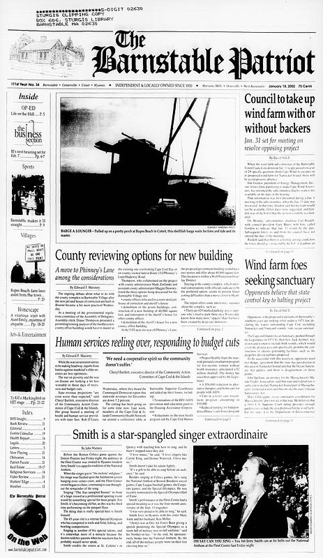 Barnstable Patriot. January 18, 2002 - Digital Commonwealth