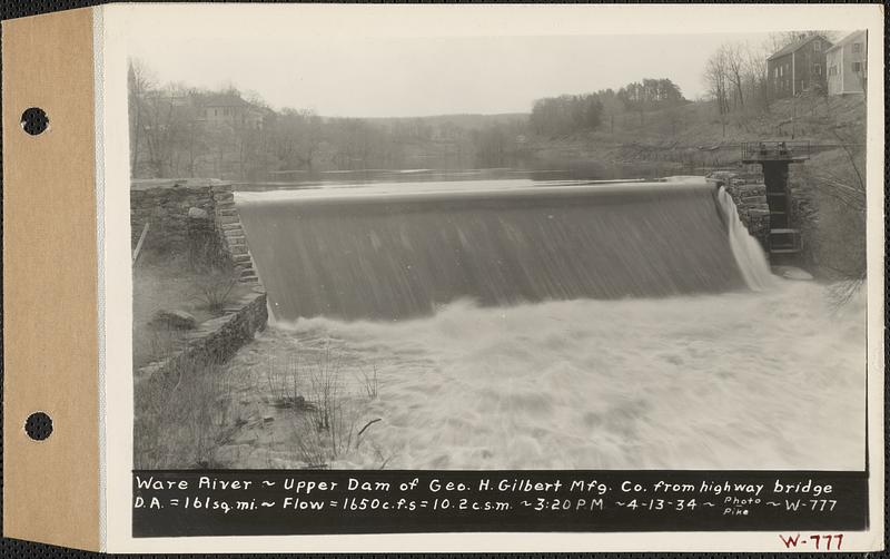 Ware River, upper dam of George H. Gilbert Manufacturing Co., from ...