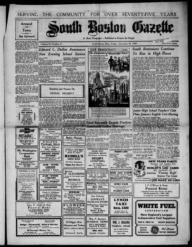 South Boston Gazette. December 30, 1949 - Digital Commonwealth
