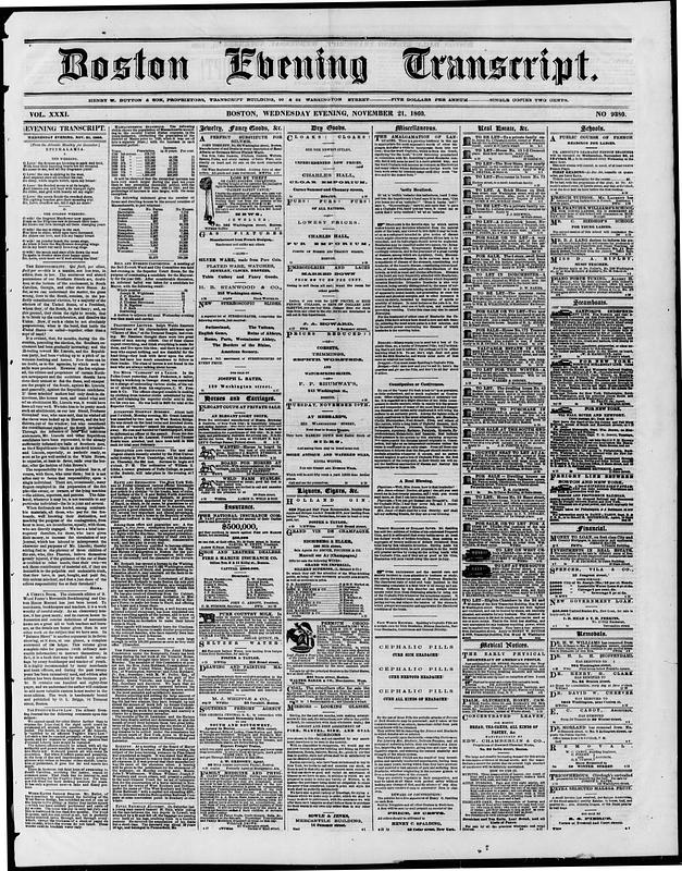Boston Evening Transcript. November 21, 1860 - Digital Commonwealth
