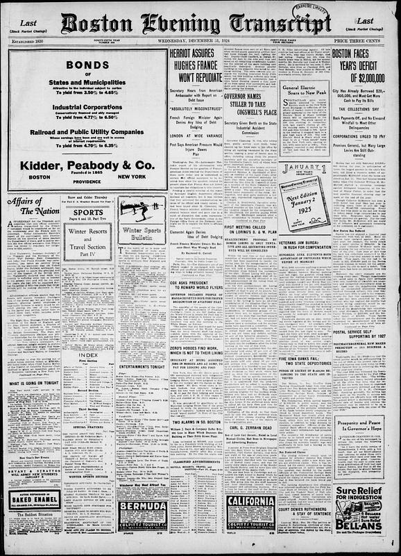 Boston Evening Transcript. December 31, 1924 - Digital Commonwealth