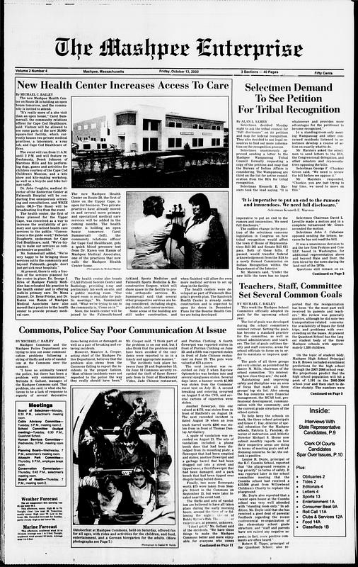 The Mashpee Enterprise. October 13, 2000 - Digital Commonwealth
