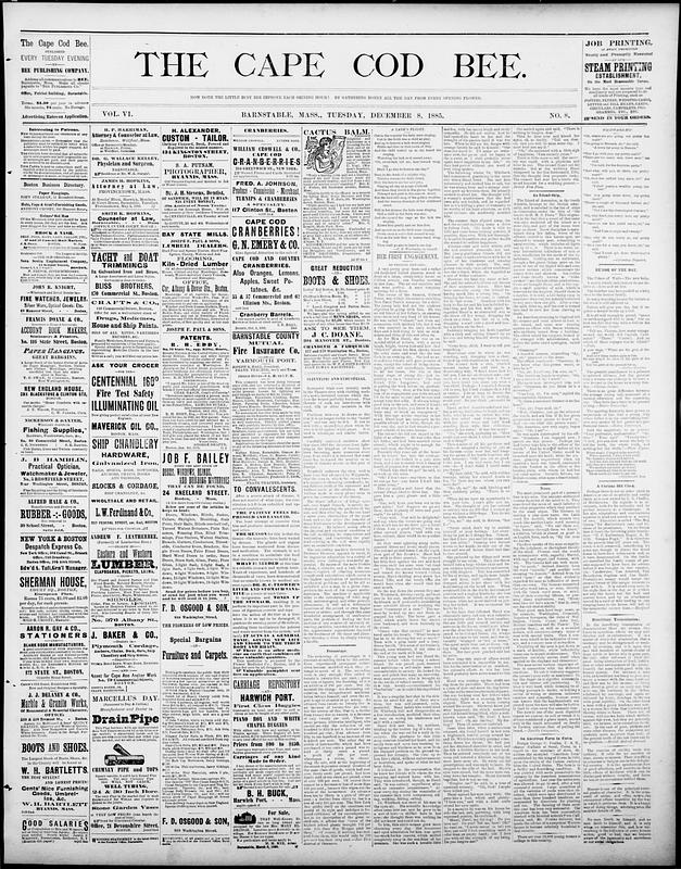 The Cape Cod Bee. December 08, 1885 - Digital Commonwealth