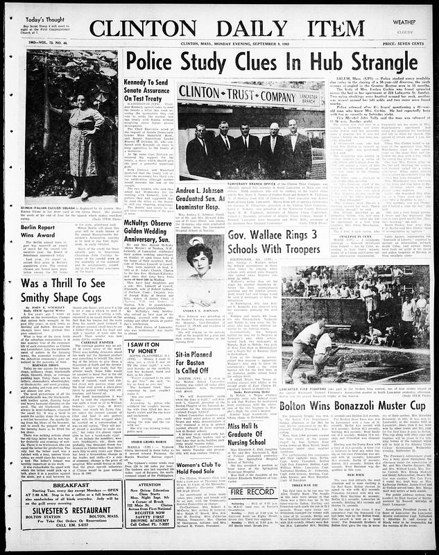 Clinton Daily Item. September 09, 1963 - Digital Commonwealth
